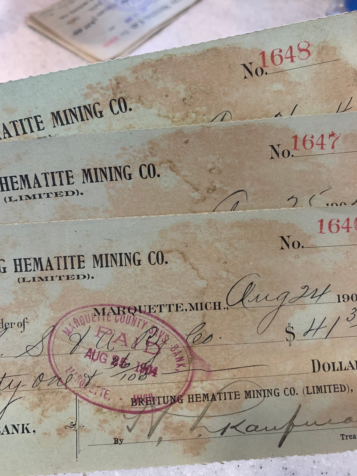 Vintage 1900s Mining Company Checks - Random Antique Bank Check - Etsy