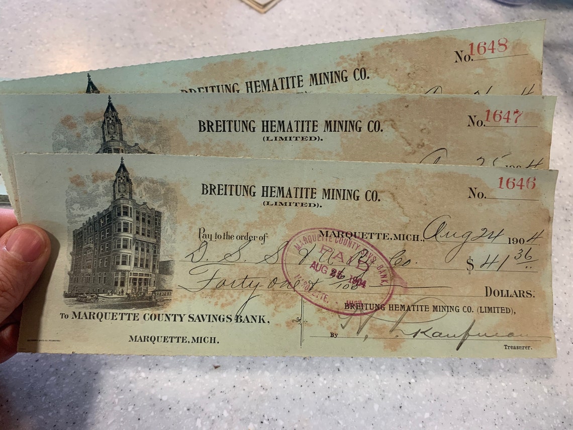 Vintage 1900s Mining Company Checks - Random Antique Bank Check - Etsy