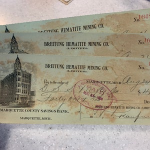 Vintage 1900s Mining Company Checks - Random Antique Bank Check - Etsy