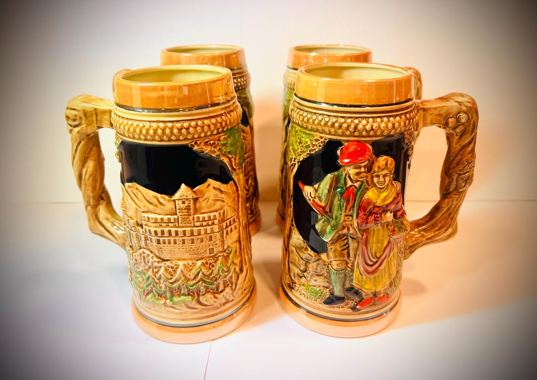 Vintage Bavarian Folk Scene Beer Stein Set - Made in Japan - Etsy