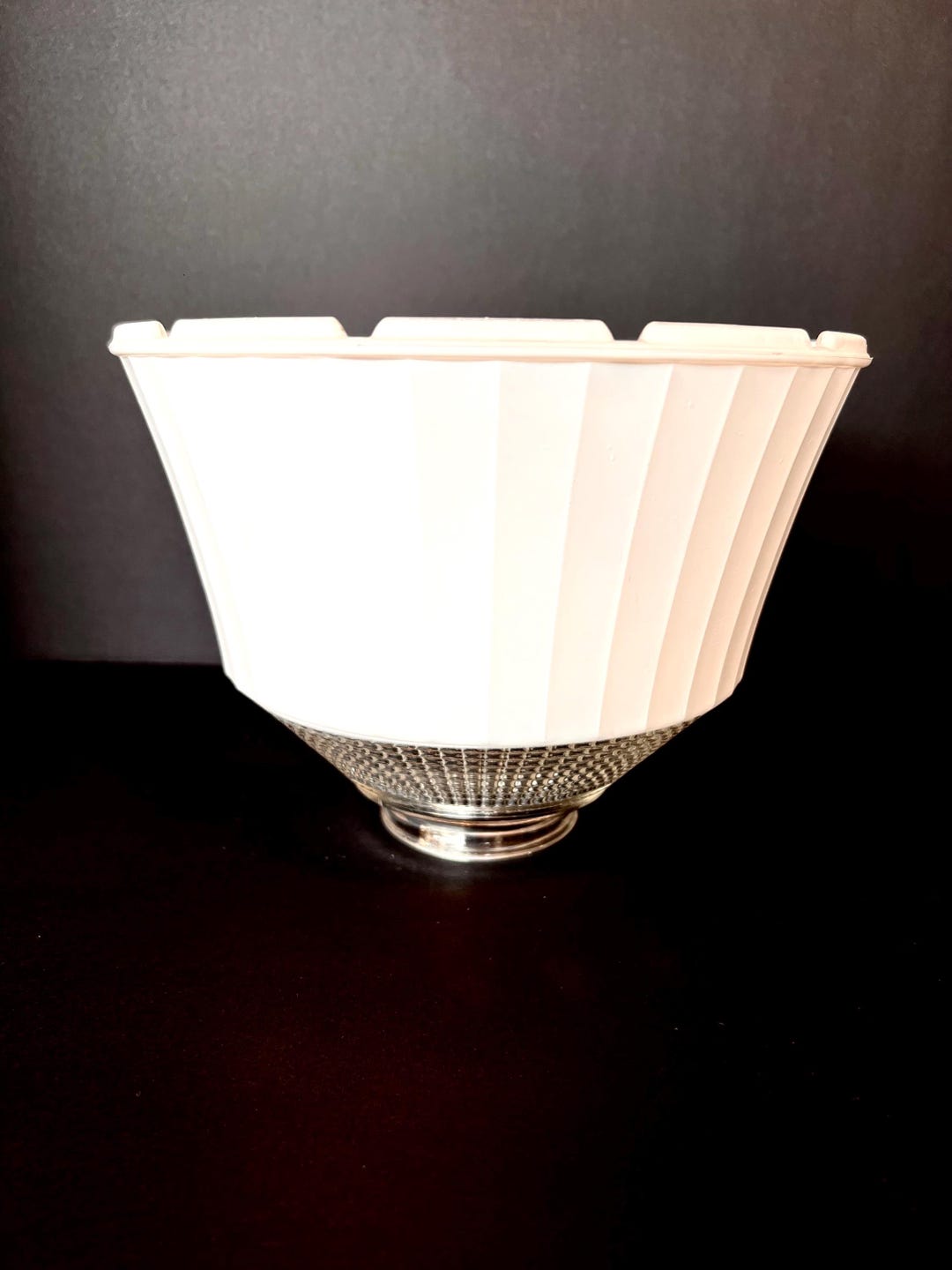 Vintage Torchiere Lamp Shade | White Opaque & Clear Waffle Weave ...