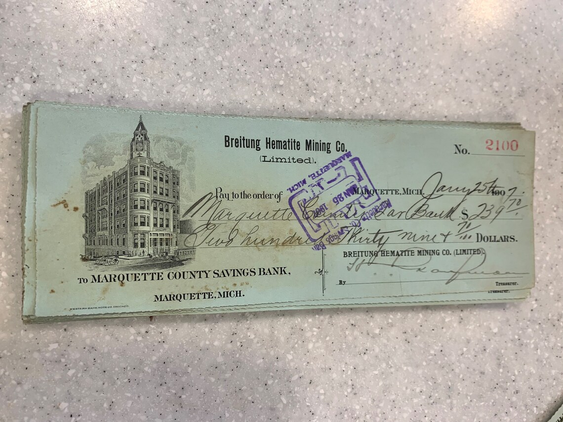 Vintage 1900s Mining Company Checks - Random Antique Bank Check - Etsy