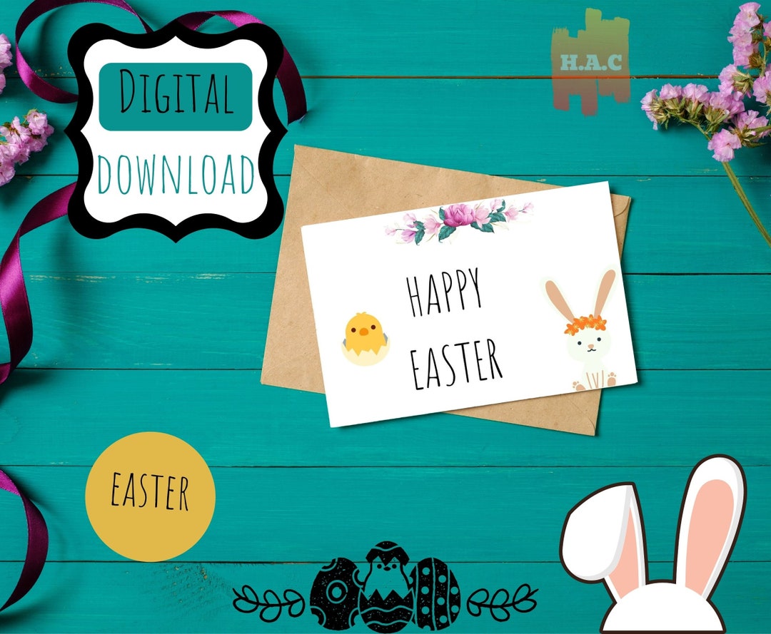 Printable Easter Greeting Card Instant Download 7x5 Inches for Easter ...
