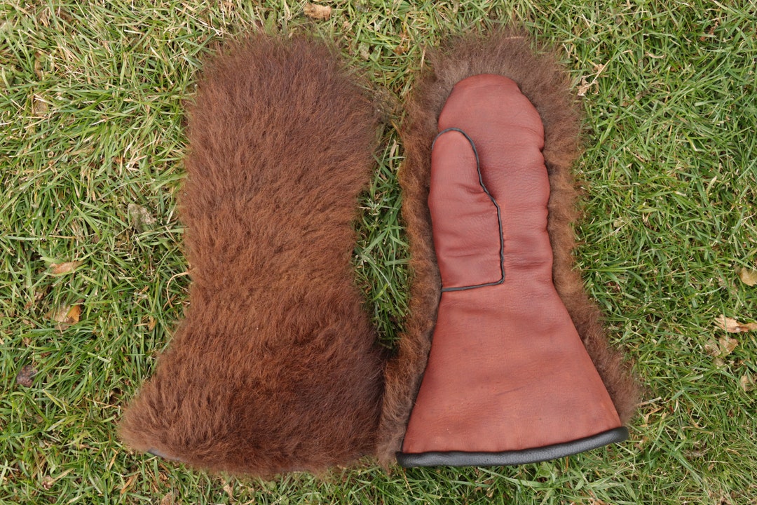 Brain Tanned Buffalo Mittens - Etsy