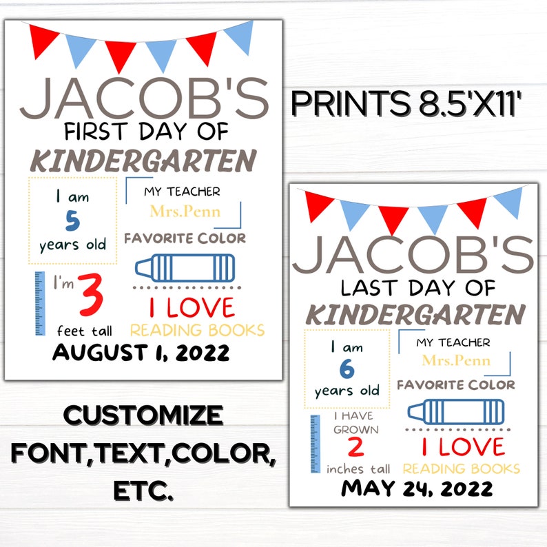 Printable, Editable First and Last Day of School Sign, PDF School ...