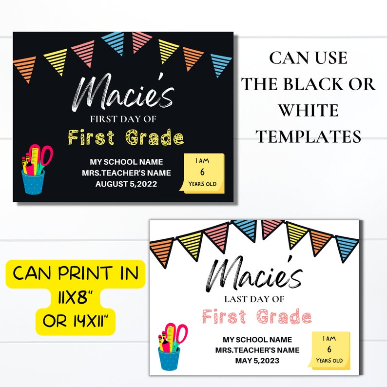 Printable, Editable First and Last Day of School Sign, PDF School ...