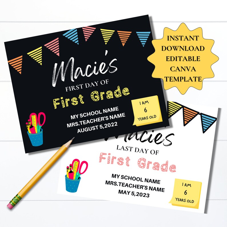 Printable, Editable First and Last Day of School Sign, PDF School ...