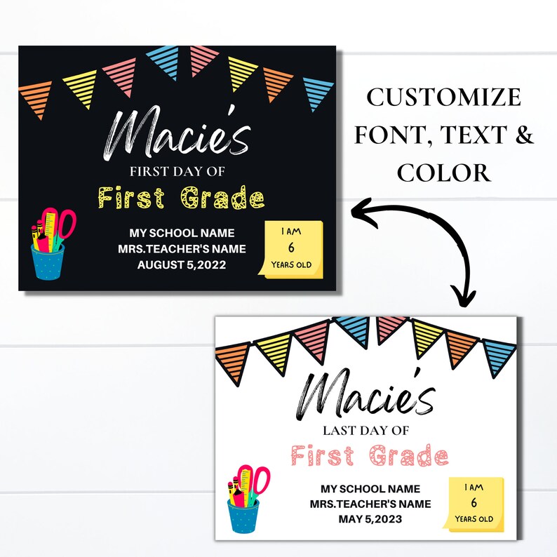 Printable, Editable First and Last Day of School Sign, PDF School ...