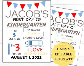 Printable, Editable First and Last Day of School Sign, PDF School ...