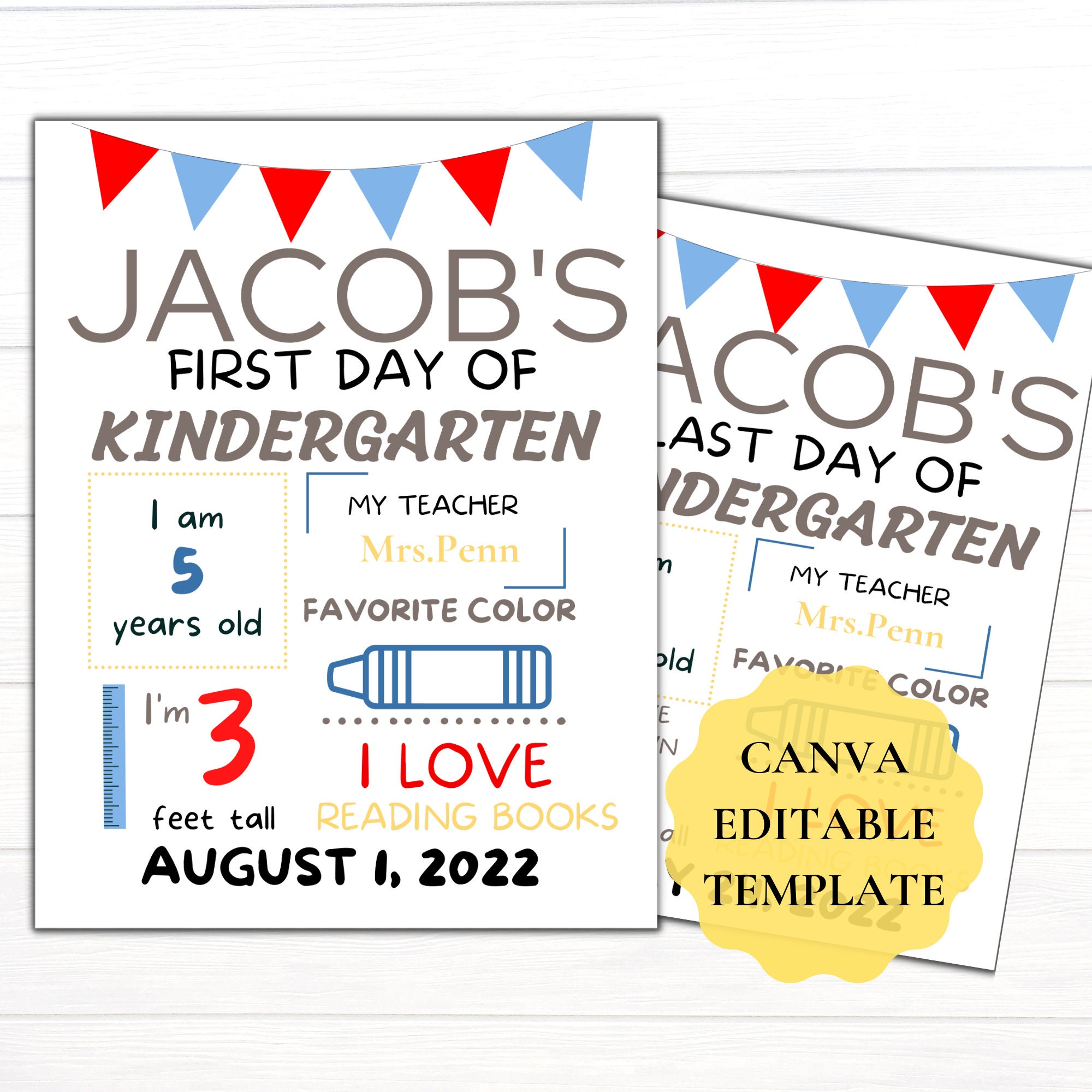 Printable, Editable First and Last Day of School Sign, PDF School ...