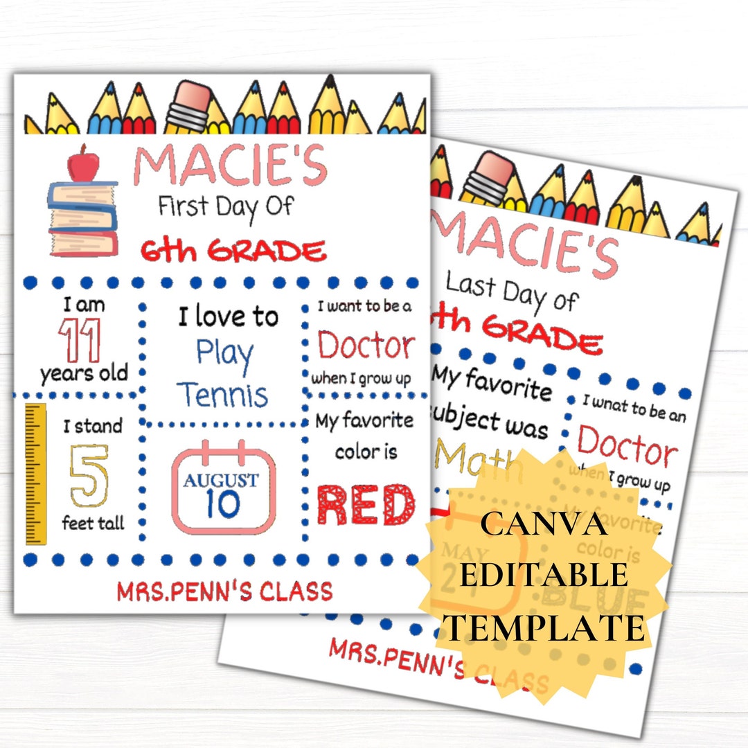 Printable, Editable First and Last Day of School Sign, PDF School ...