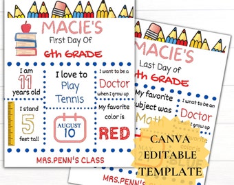 Printable, Editable First and Last Day of School Sign, PDF School ...