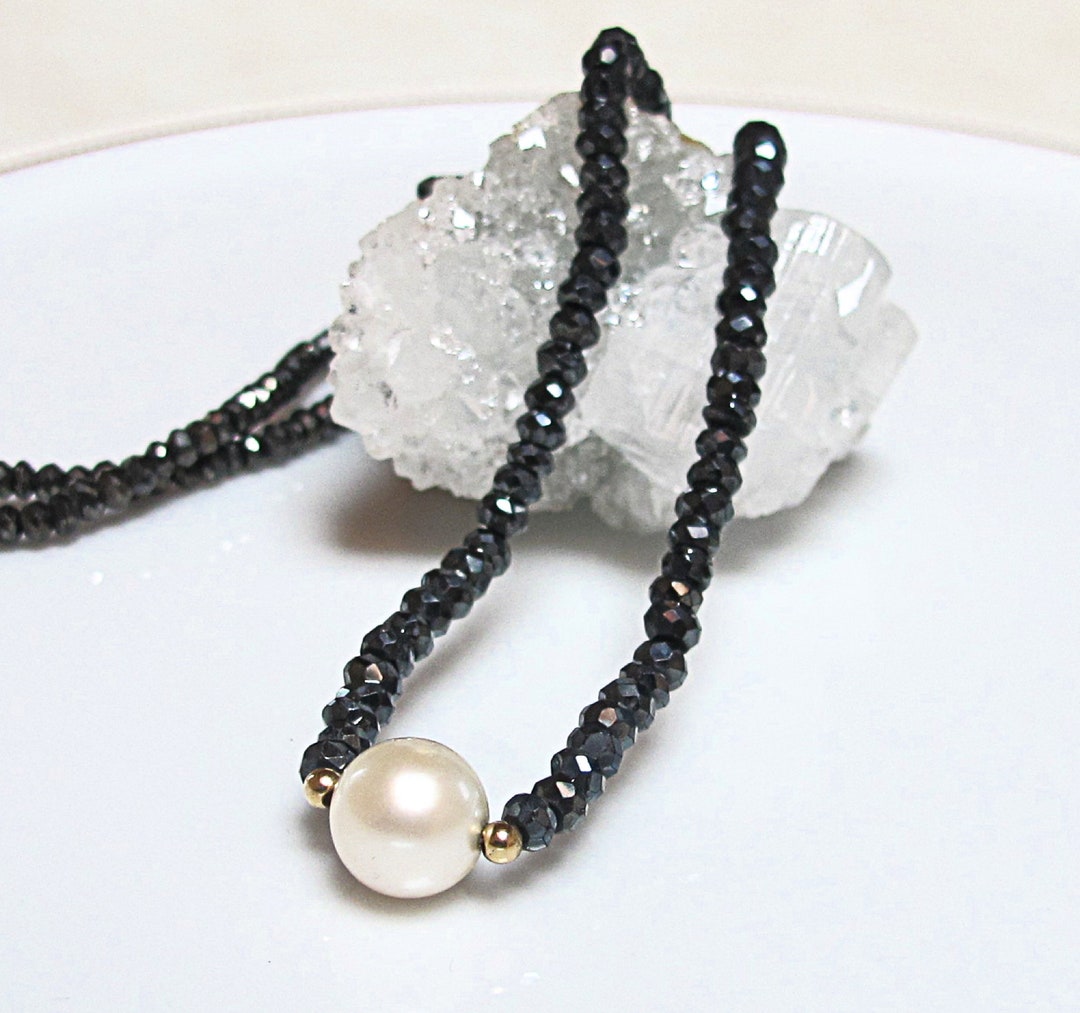 Black Spinel Necklace Set. Mystic Black Spinel Choker Necklace ...