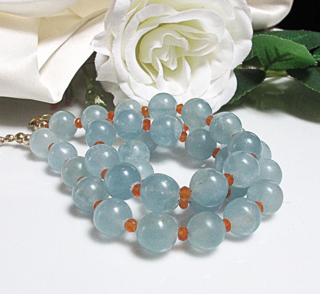 Blue Quartzite Bold Necklace. Aqua Blue Quartzite Jewelry. Caribbean ...