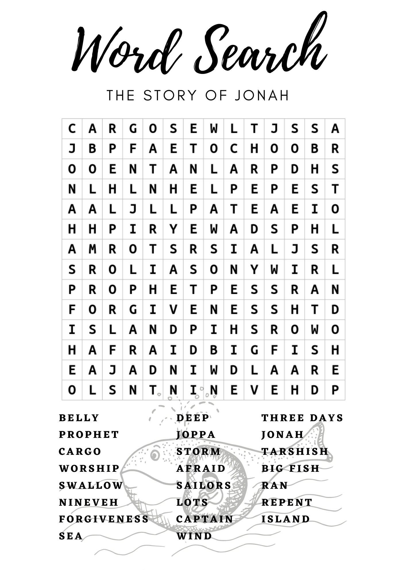 Sunday School Word Search Printable Worksheet - Etsy