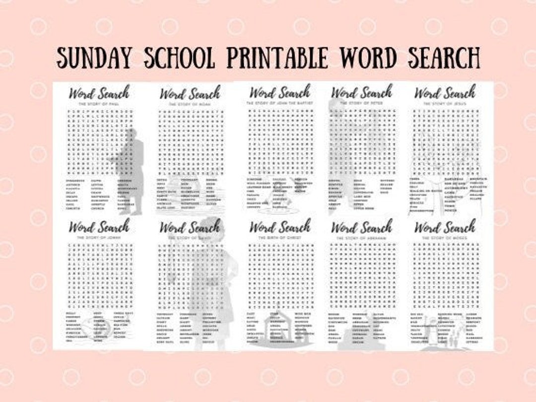 Sunday School Word Search Printable Worksheet - Etsy