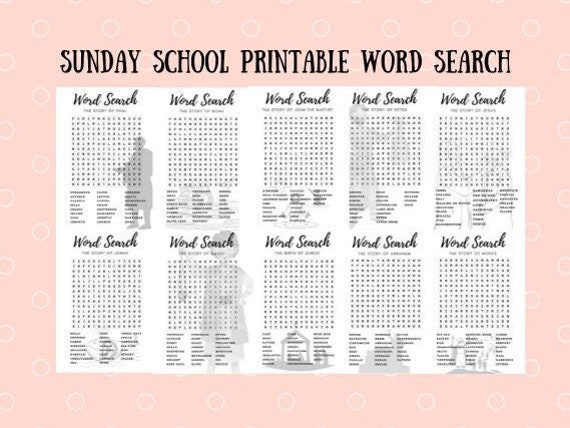 Sunday School Word Search Printable Worksheet | Etsy