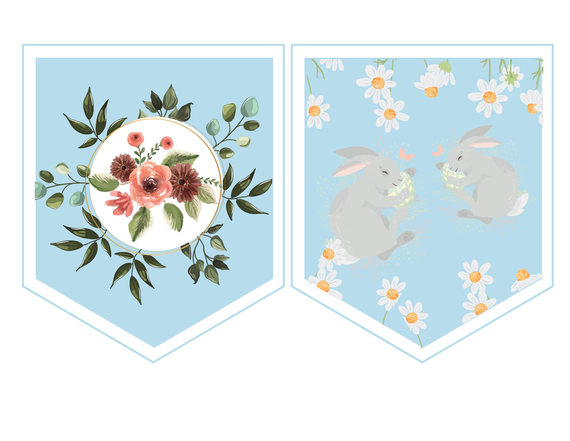 Printable Bunting Banner Design in Blue for Decoration - Etsy