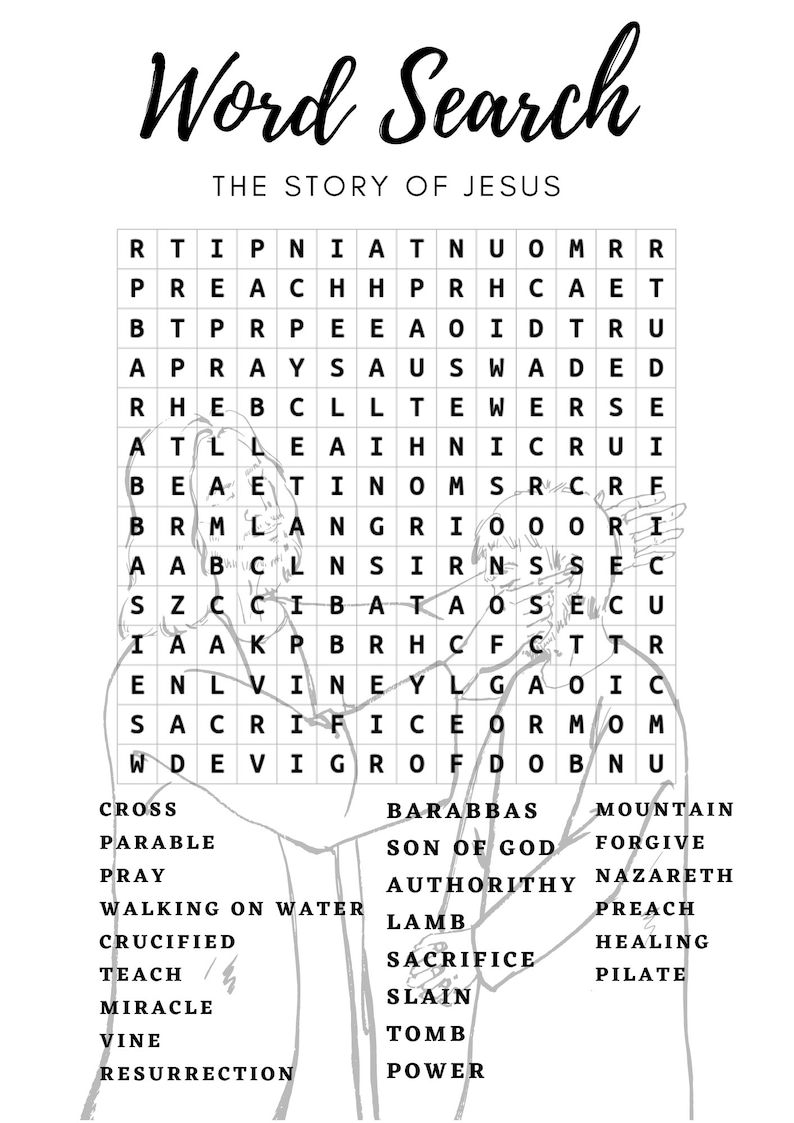 Sunday School Word Search Printable Worksheet | Etsy