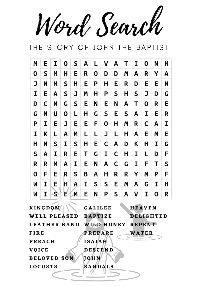 Sunday School Word Search Printable Worksheet | Etsy