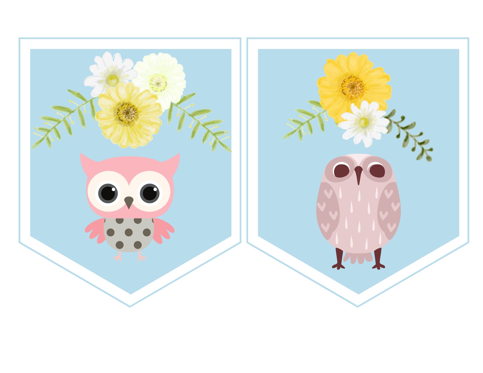 Printable Bunting Banner Design in Blue for Decoration - Etsy