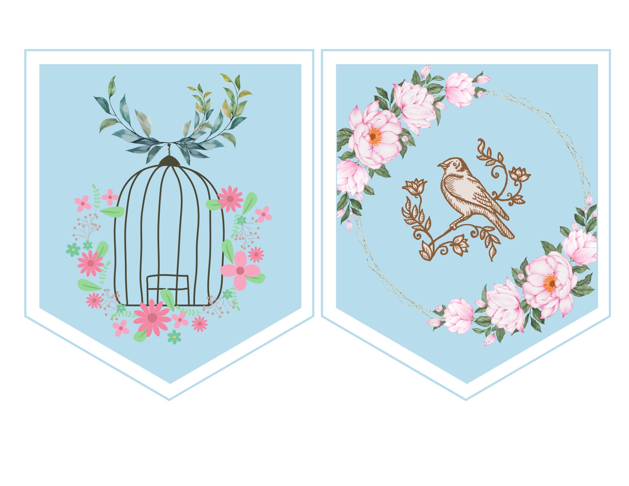 Printable Bunting Banner Design in Blue for Decoration - Etsy