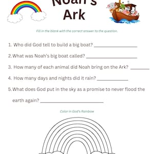 Printable Sunday School Lesson on Noah's Ark - Etsy