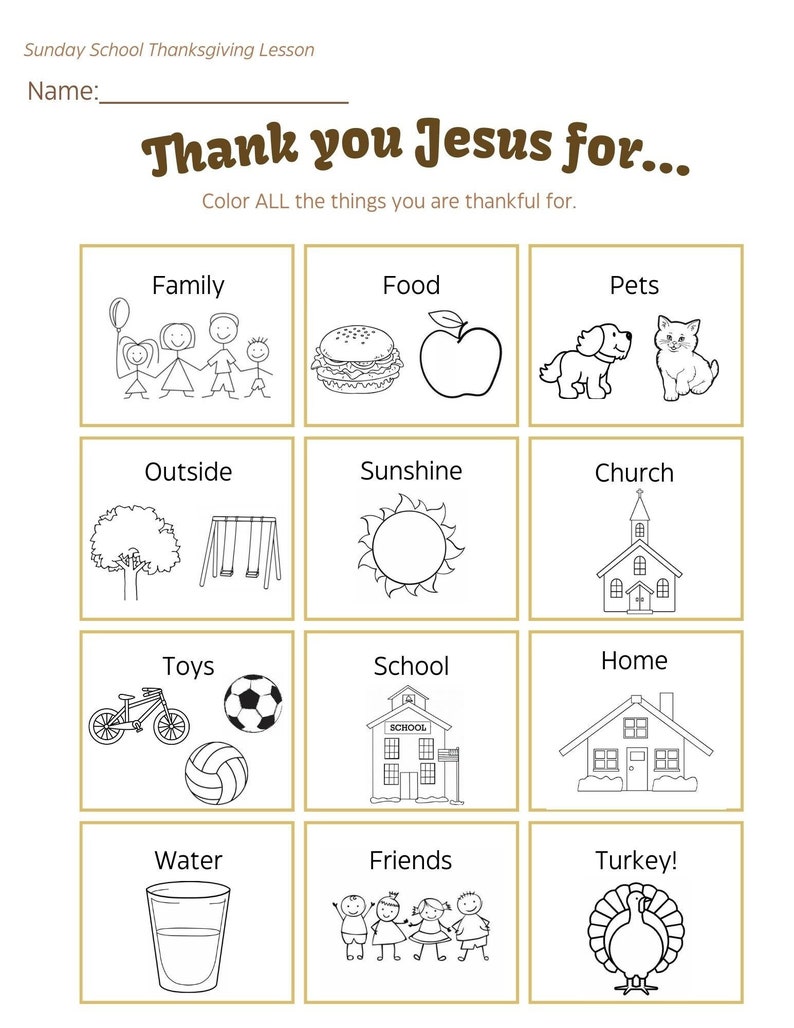 Printable Sunday School Thanksgiving Lesson - Etsy