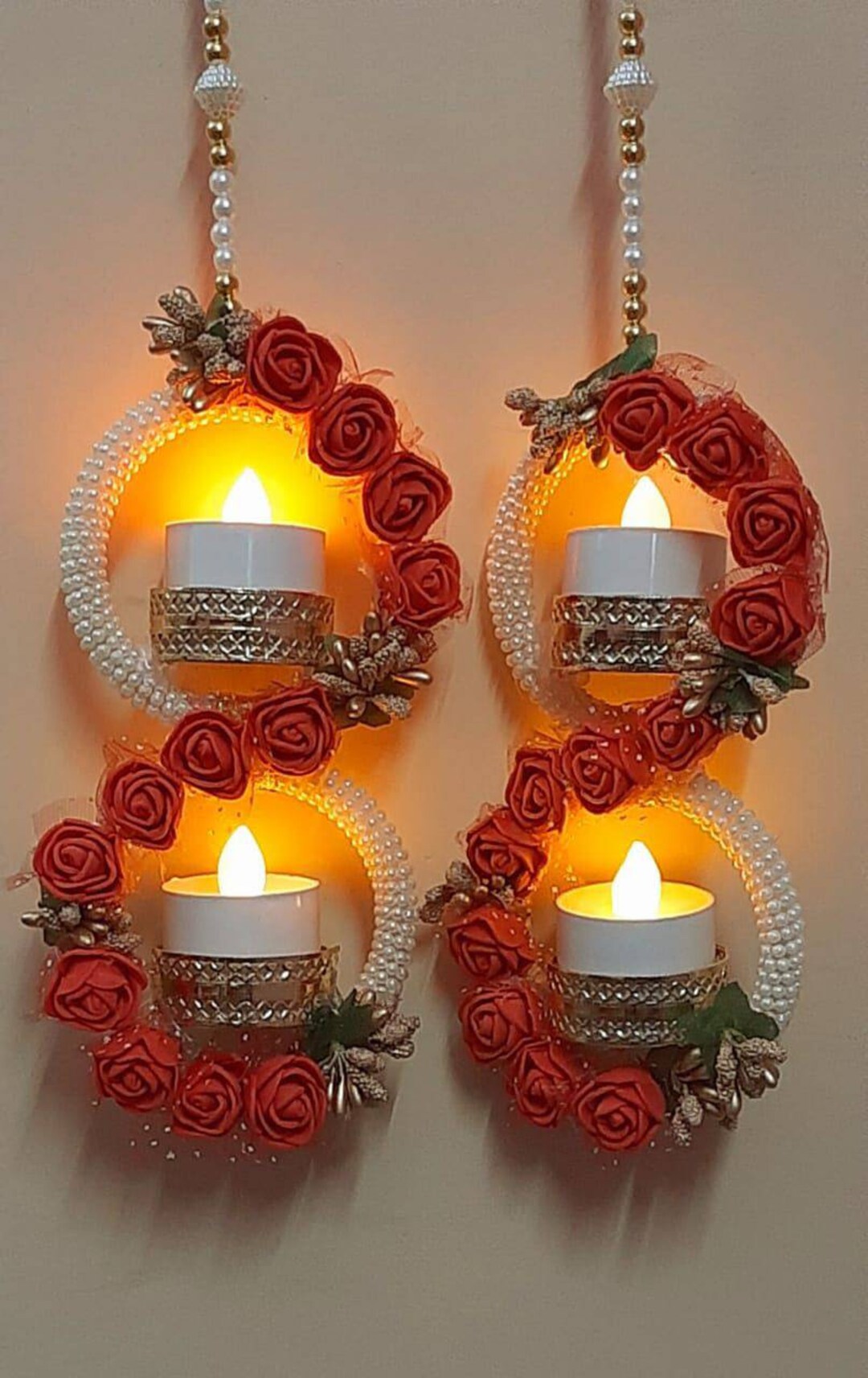 Artificial Flower Diya Hanging, Diya/light Holder Decorative Light ...