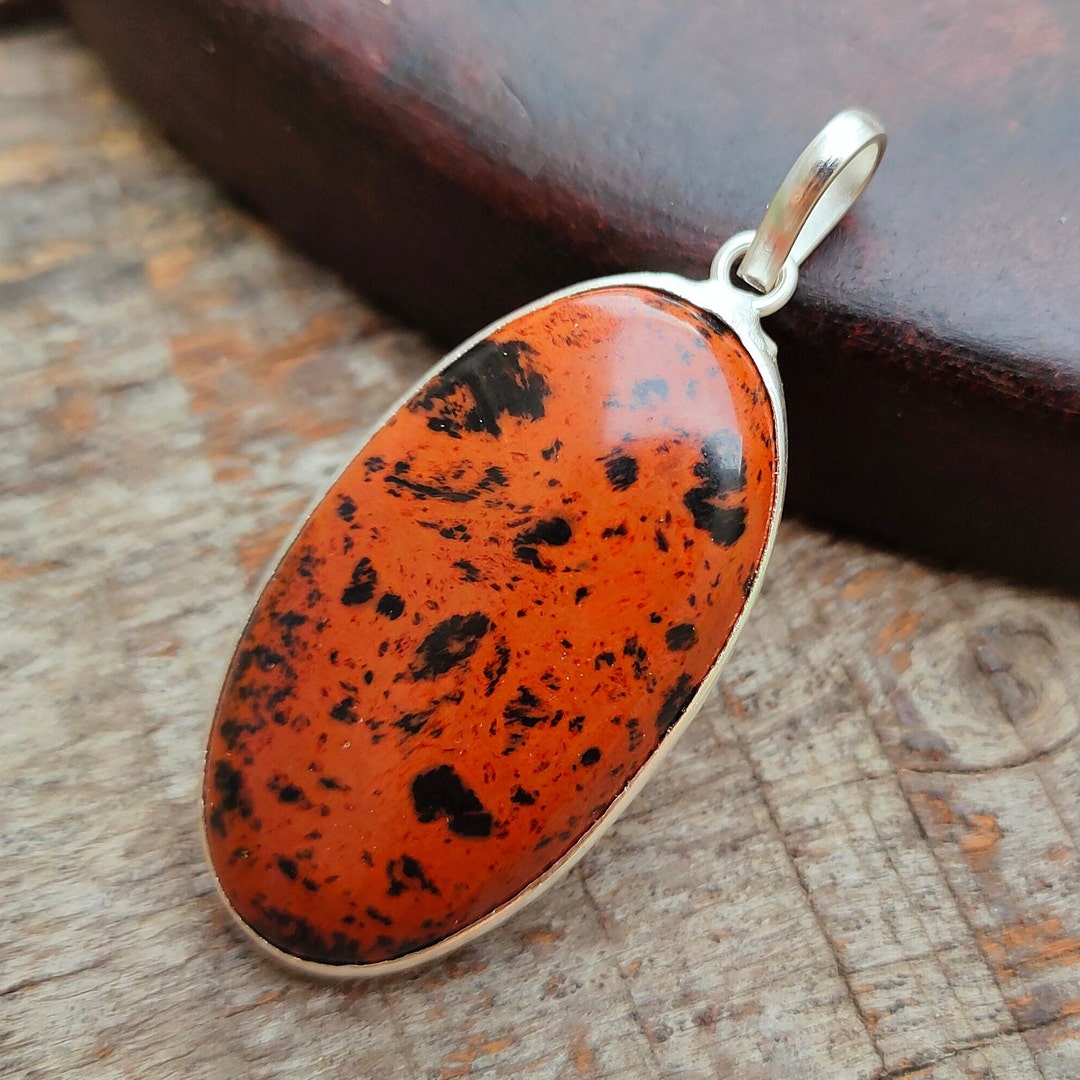Mahogany Obsidian Pendant, 925 Sterling Silver Pendant, Bezel Pendant ...
