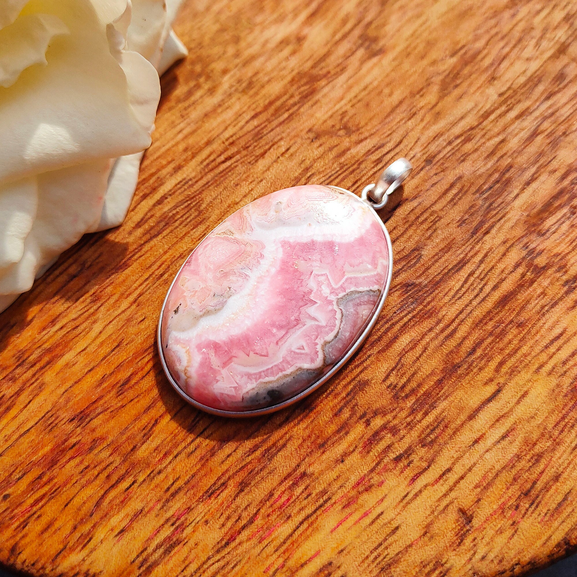 Rhodochrosite 925 Sterling Silver Pendant, Natural Rhodochrosite ...