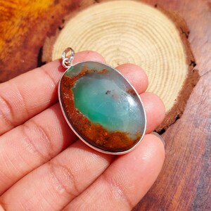 Natural Chrysoprase Pendant, 925 Sterling Silver Pendant, Chrysoprase ...