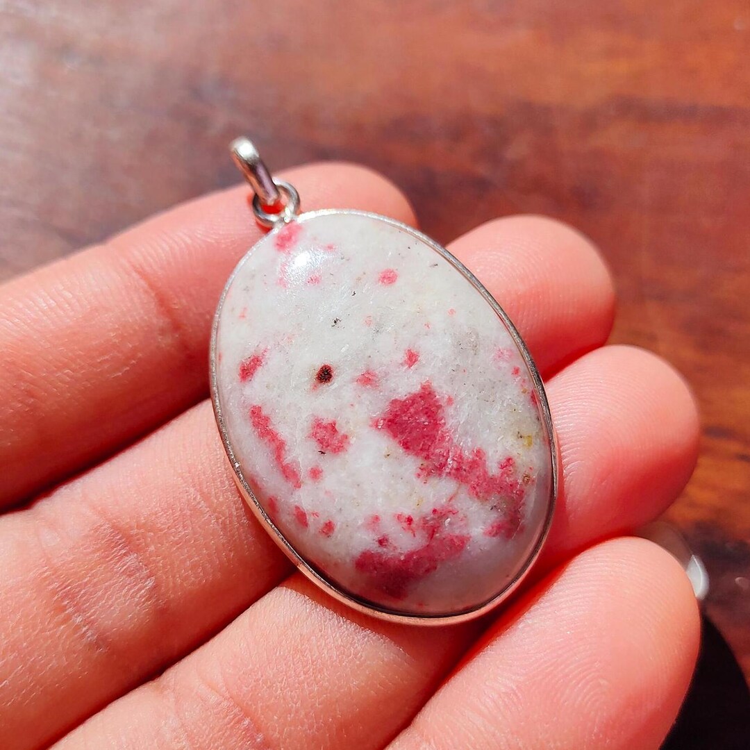 Cinnabar Pendant, Natural Gemstone Pendant, 925 Sterling Silver Pendant ...