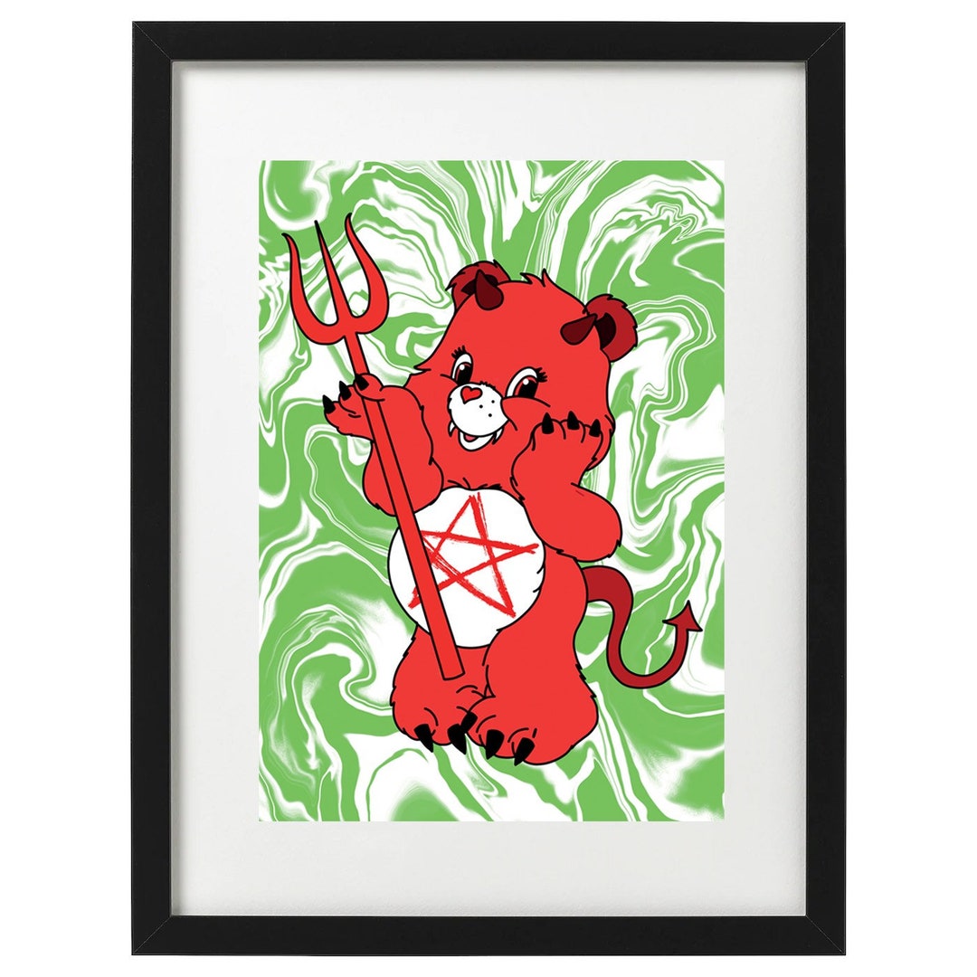 Devil Care Bear Inspired Goth Satan A4 Art Print Poster Design - Etsy