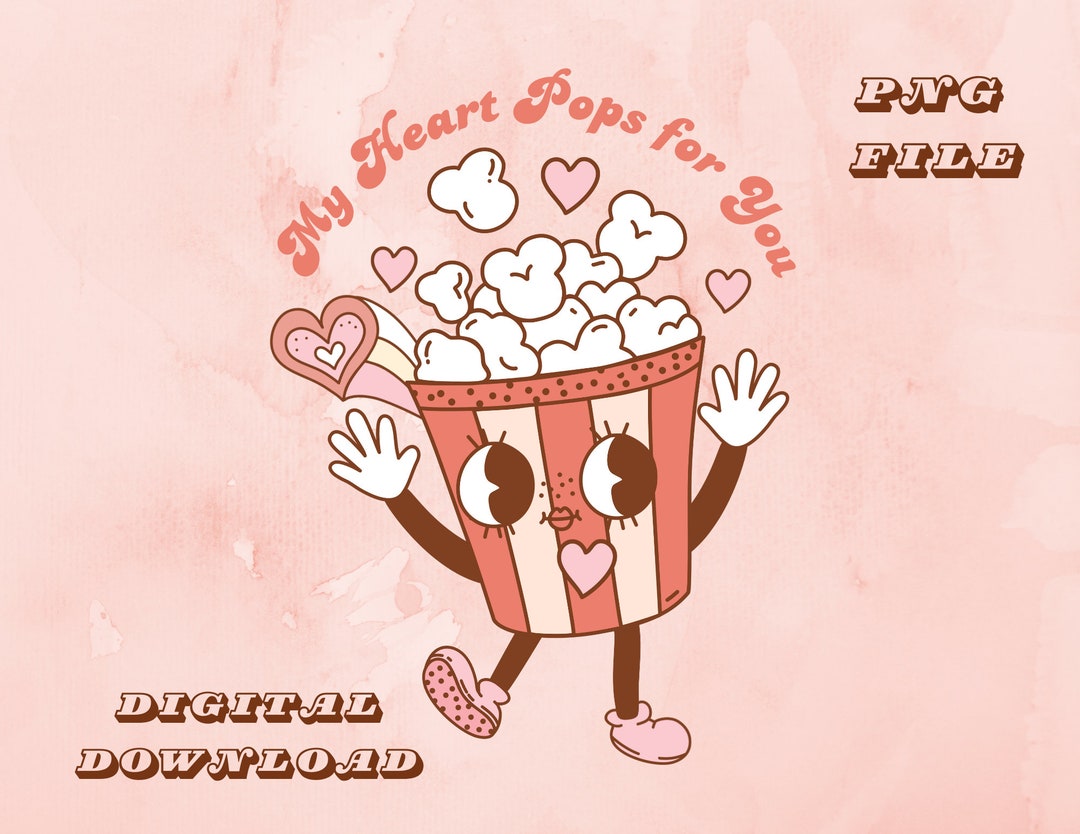 Retro Character Png|valentine|vintage Popcorn Character|trendy|png ...