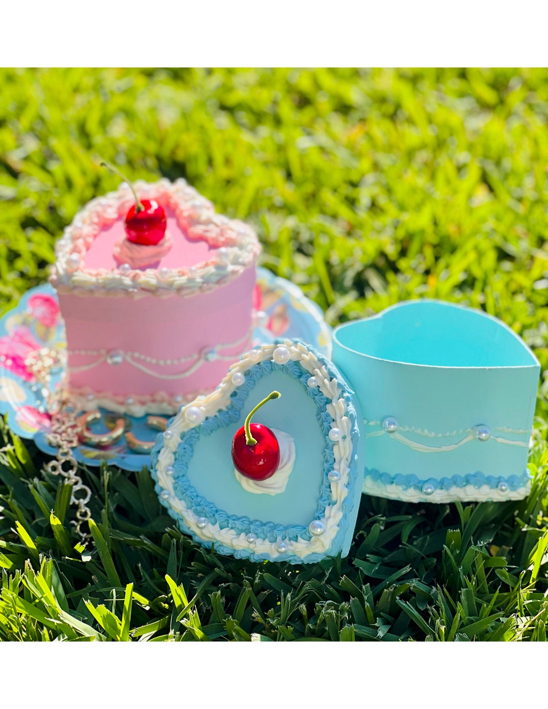 Heart Shaped Fake Cake Box Trinket Heart Box Heart Jewelry Box Heart ...