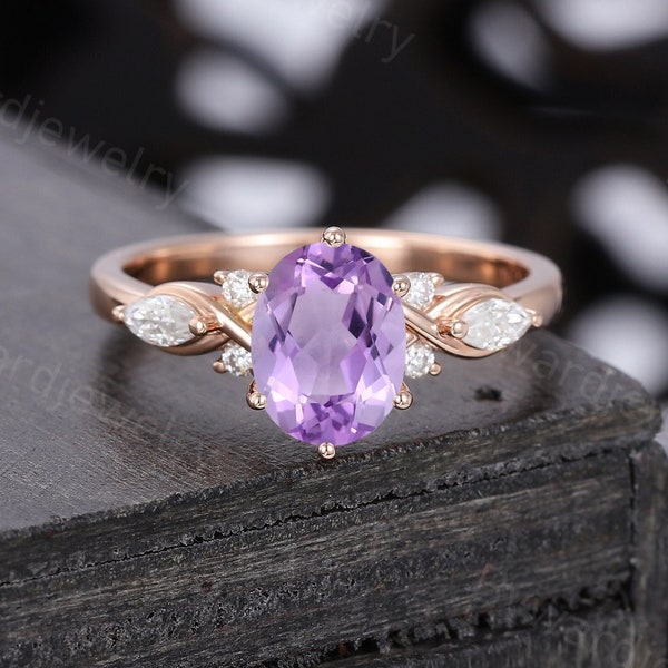 Amethyst Engagement Ring - Etsy