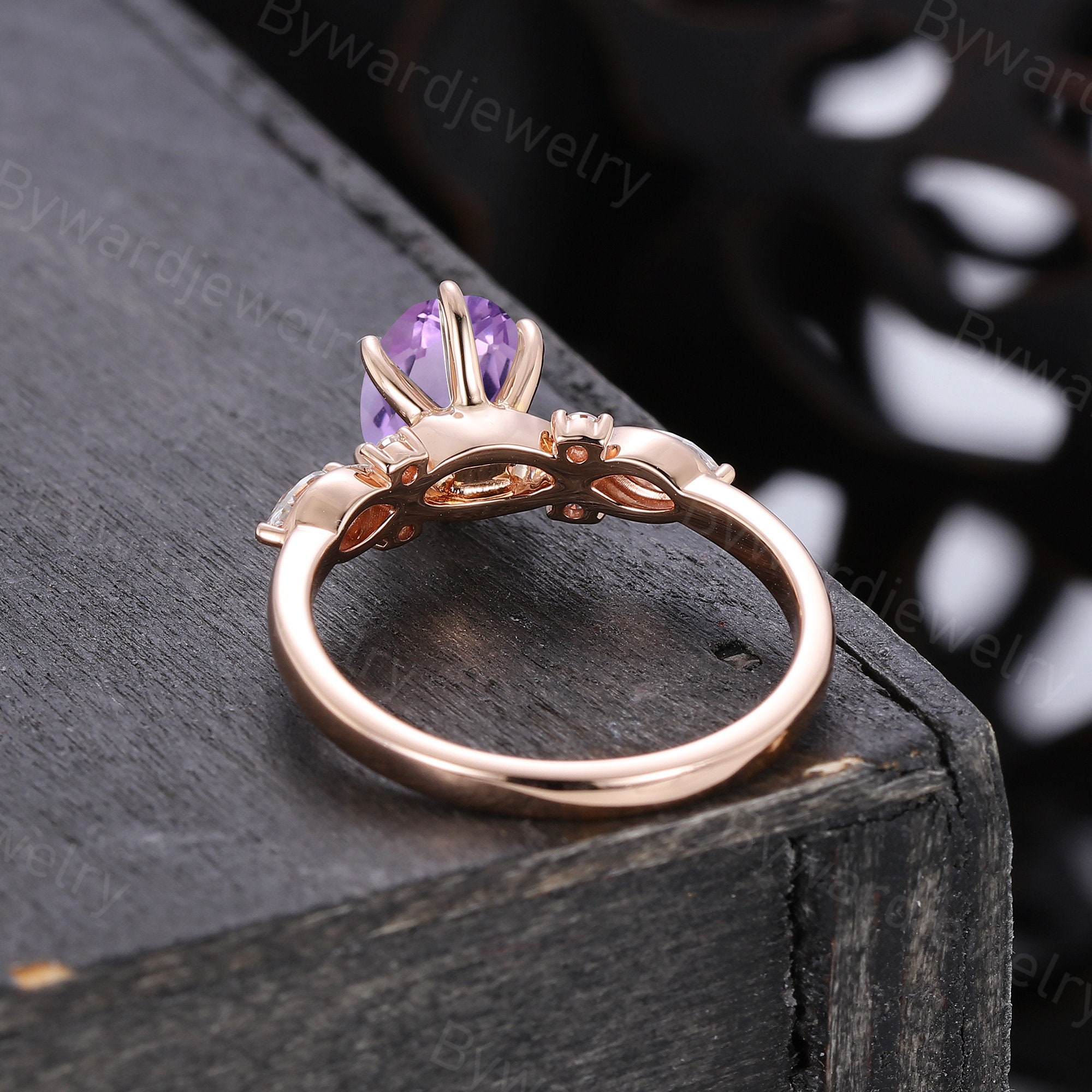 Oval Cut Amethyst Engagement Ring Unique Rose Gold Engagement - Etsy