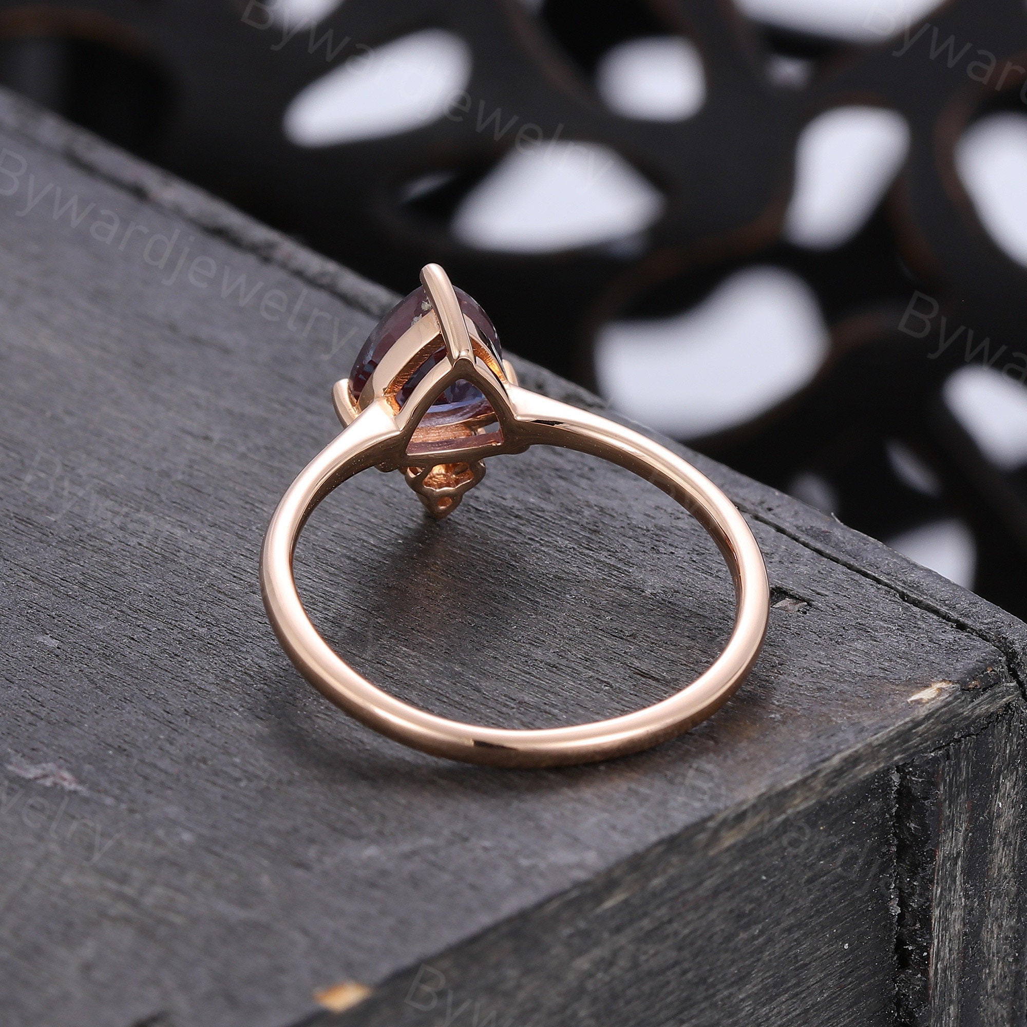 Triangle Cut Alexandrite Engagement Ring Unique Rose Gold - Etsy