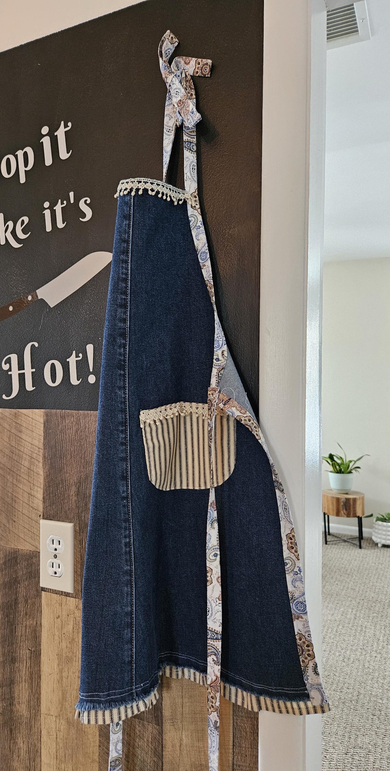 The Homestead Blues Upcycled Apron, Provence Paisley Pinafore Apron - Etsy