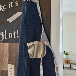 The Homestead Blues Upcycled Apron, Provence Paisley Pinafore Apron - Etsy
