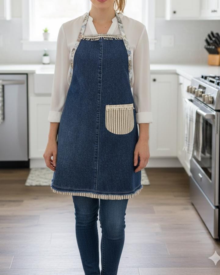 The Homestead Blues Upcycled Apron, Provence Paisley Pinafore Apron - Etsy