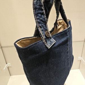 Upcycled Denim Tote Bag: Bleached Floral Applique, Linen Lined ...