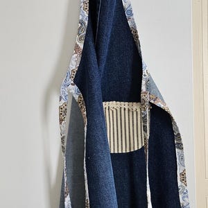 The Homestead Blues Upcycled Apron, Provence Paisley Pinafore Apron - Etsy