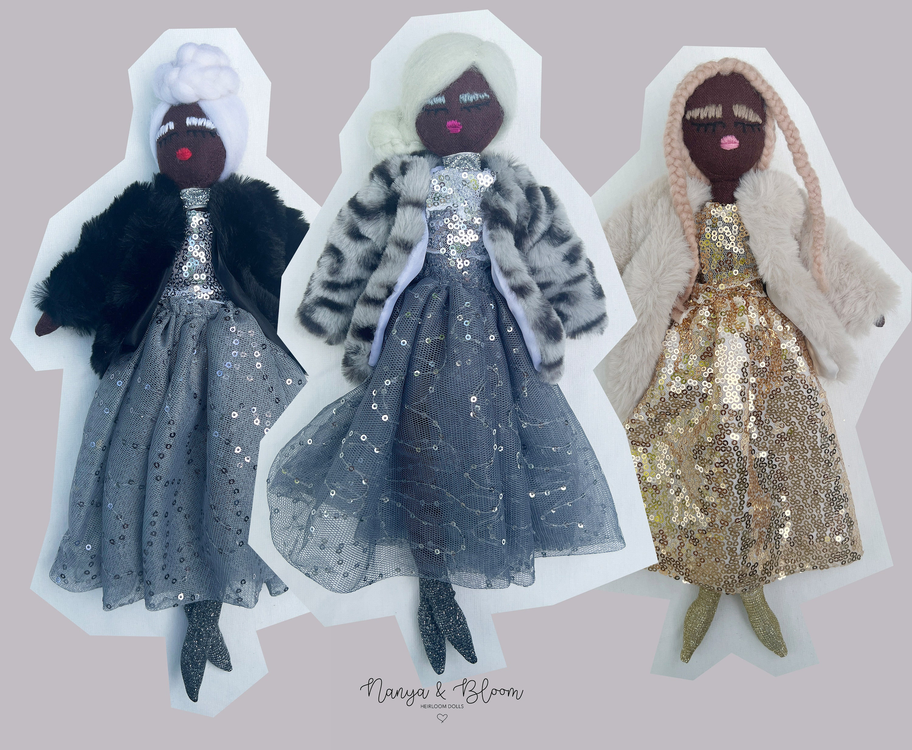 Modern Handmade Heirloom Doll Black Dark Skinned Fashion Fabric Doll ...