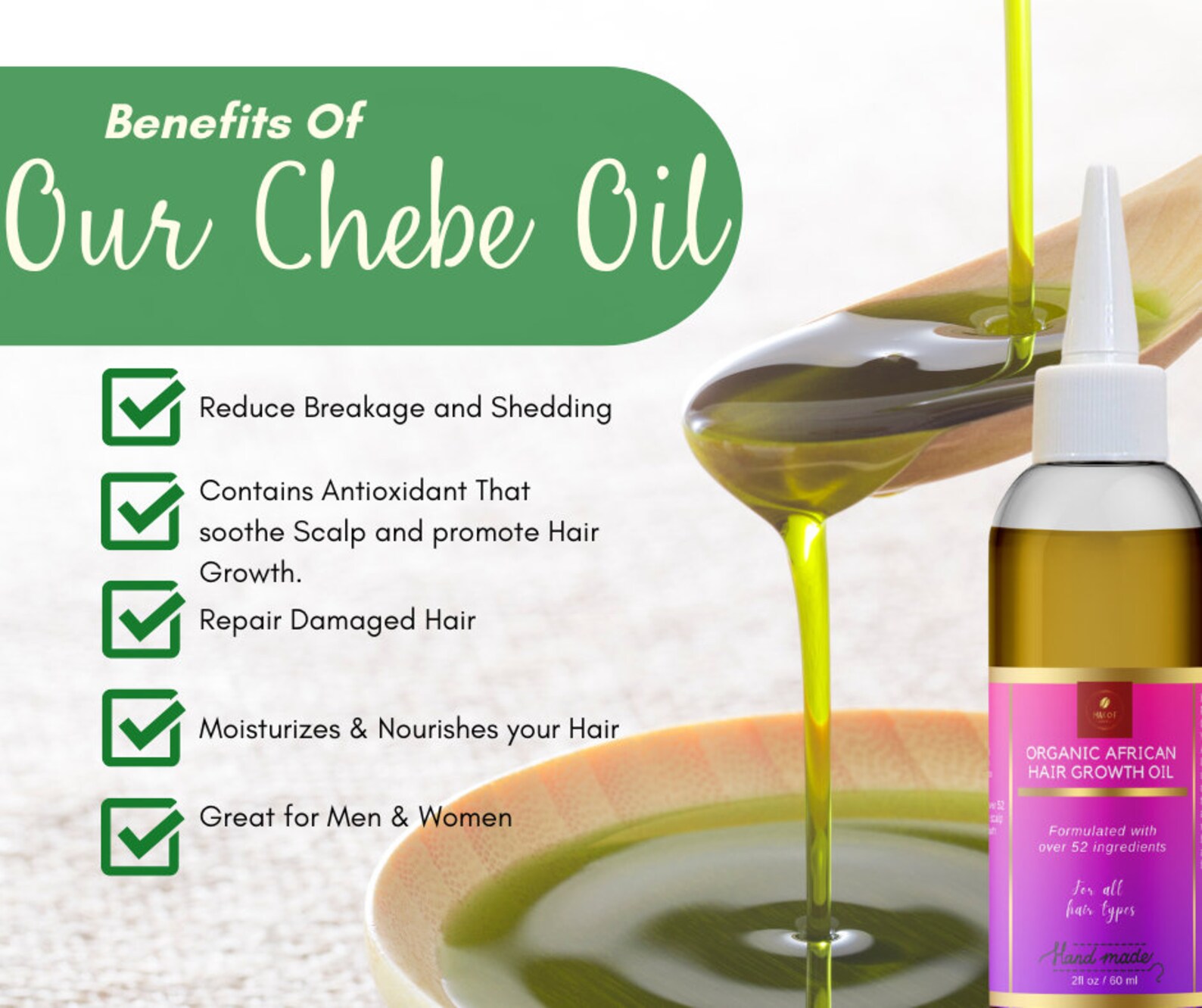 Herbal / Chebe Oil Hair Growth Oil Mix for Massive Hair Regrowth and ...