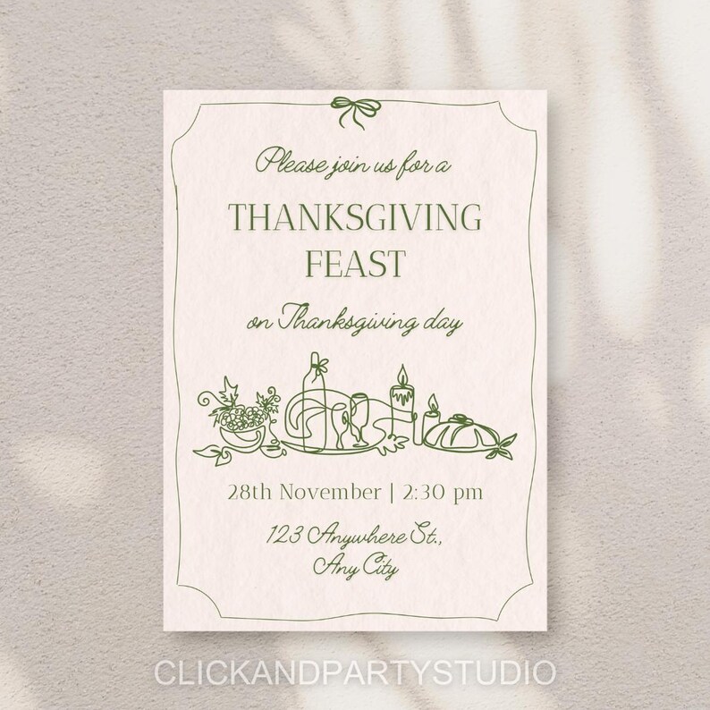 Editable Thanksgiving Feast Invitation: Canva Template (instant ...