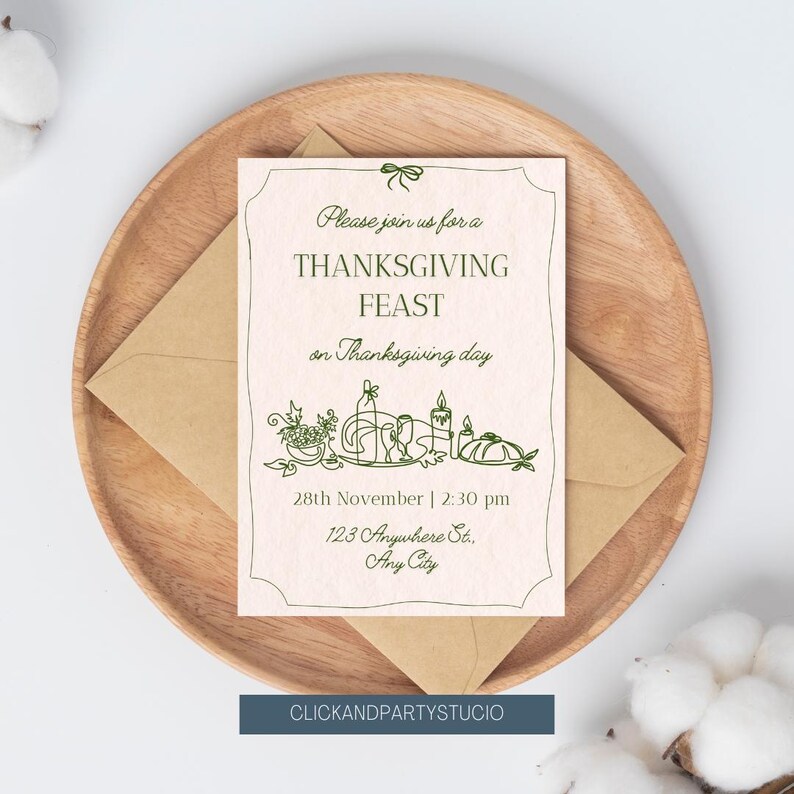 Editable Thanksgiving Feast Invitation: Canva Template (instant ...