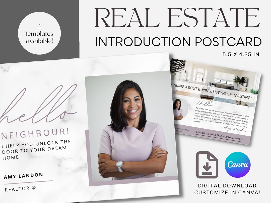 Real Estate Marketing, Real Estate Postcard, Canva Template, Realtor ...