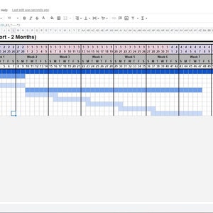 2M-4M-12M Gantt Chart Blue Bars Google Sheets Construction Development ...